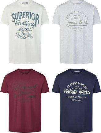 Riverso Tshirt Herren Baumwolle Regular Fit RIVLeon 4er Set Pack Rundhals Kurzarm Sommer Tee Shirt Print, Gr&ouml;&szlig;e:XXL, Farbe:Farbmix 33