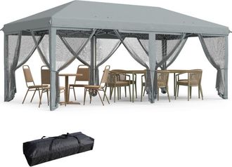 OUTSUNNY Tonnelle de jardin - Polyester Oxford - 585x295x270cm - Gris