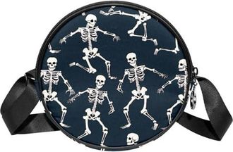 Generic Sac &agrave; bandouli&egrave;re rond rond pour femme, petit sac &agrave; bandouli&egrave;re squelette avec fermeture &eacute;clair, bretelles r&eacute;glables, d&eacute;contract&eacute; pour femmes et fille