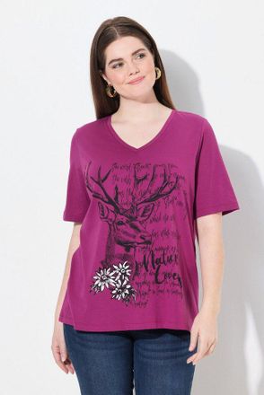 Ulla Popken T-Shirt T-Shirt Trachtenmotiv Classic V-Ausschnitt Halbarm