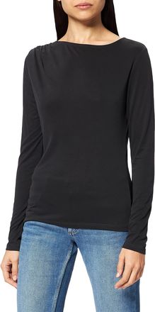 NA-KD Damen Draped Long Sleeve Top Hemd, Schwarz, 3XL