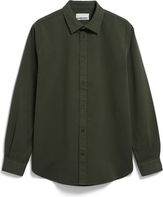 Armedangels Herren Hemd aus Bio-Baumwoll Mix GIAALO Overshirt Relaxed Fit Forest Pine