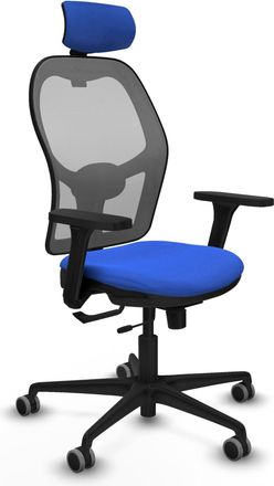 Piqueras y Crespo Ergonomischer Computerstuhl mit 3D-Armen, h&ouml;henverstellbare Lendenwirbelst&uuml;tze und h&ouml;henverstellbares Kopfteil, Grau/Blau