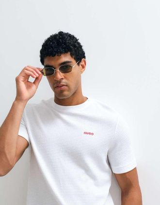 HUGO BOSS HUGO Red - Austin - T-shirt densemble confort en tissu gaufr&eacute; - Blanc