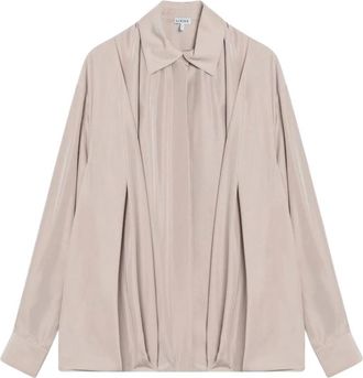 Loewe Femme, Blouses et Chemises, Rose, Taille: 34 FR Draped Pleated Long Sleeve Blouse