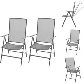 vidaXL Vidaxl - Stapelbare Gartenst&uuml;hle 2 Stk. Stahl Grau - Verstellbarer Gartenstuhl - Stahlgartenstuhl - Outdoor Stuhl - Balkonstuhl - Gartenm&ouml;beln