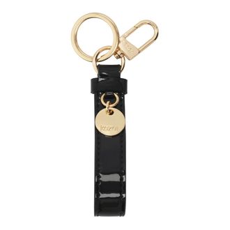 Kazar Femme, Accessoires, Noir, Taille: ONE Size Porte-cl&eacute;s en cuir verni noir avec des accents dor&eacute;s et logo