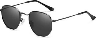 Generic Lunettes De Soleil Polaris&eacute;es &Agrave; Monture M&eacute;tallique Irr&eacute;guli&egrave;re For Hommes Et Femmes, Lunettes De Soleil De F&ecirc;te De Vacances &Agrave; La(Black)