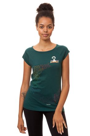 FellHerz Ommm Petrol -s&uuml;&szlig;es Damen T-Shirt aus 100% Bio-Baumwolle Organic Cotton fair nachhaltig bunt Fee Fliegender Teppich bunt Regenbogen, Gr&uuml;n, XL