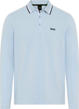 HUGO BOSS Langarm-Poloshirt Plisy mit Streifen am Kragen