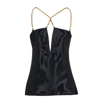 Ferragamo Satin Scoop Back Top - - Tops - Damen - Schwarzk - S