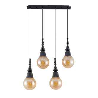 Lucande Pendelleuchte Gesja (Modern) in Schwarz aus Metall (4 flammig, E27) - Deckenlampe Esstischlampe H&auml;ngelampe H&auml;ngeleuchte Wohnzimmerleuchte