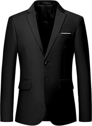 Generic Veste de costume simple pour homme - Couleur unie - Pour mariage - Version formelle - Manteaux et blazer de sport, Noir, 6XL