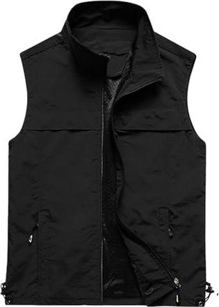 Generic Gilet &agrave; fermeture &eacute;clair pour homme avec poches zipp&eacute;es, col montant fin, gilet softshell minimaliste, l&eacute;ger, tendance et respirant, couleur unie, gil