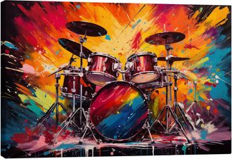 Posterlounge Lebendiges Schlagzeug Leinwandbild von Michael artefacti 60 x 40 cm Bunt Wandbilder Wanddeko
