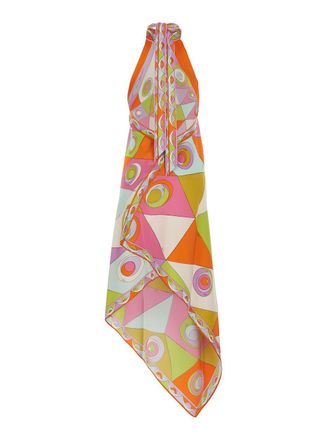 Emilio Pucci Womens V-Neck Long-Sleeved Multicolour Silk Dress