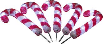 Konstsmide LED Acryl Zuckerstangen, 5er-Set, klein, 40 kalt wei&szlig;e Dioden, 24V, Au&szlig;en (IP44), 3,6W, wei&szlig;es Kabel - 6229-203, Klar/Rot