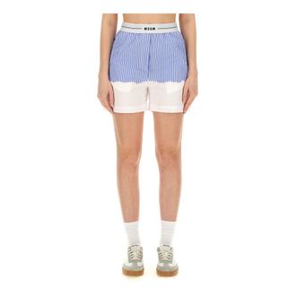 Msgm Popeline-Shorts mit Logobund - - Shorts - Damen - Blau - XS