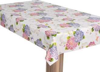Laro Wachstuch-Tischdecke Wachstischdecke Gartentischdecke Hortensien Lila Rosa, Muster:Hortensien Lila Rosa, Größe:110x240