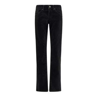 Isabel Marant Schwarze Hose mit Leder-Logo-Label - - Trousers - Damen - Schwarzk - XS