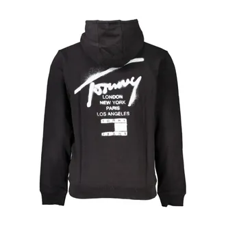 Tommy Hilfiger Logo-Embroidered Cotton Hoodie - Black