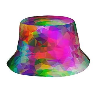 Generic Pliable Chapeau de Plage Triangles irisés Abstraits Chapeaux de Visière Mode Été Bouchon De Seau pour Filles pêche Golf