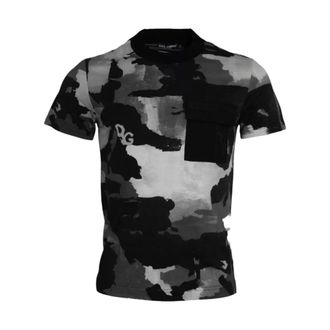 Dolce & Gabbana Camouflage Baumwoll-T-Shirt mit Rundhalsausschnitt - - Tops - Herren - Mehrfarbig - XS