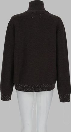Maison Margiela Womens Wool Quarter-Zip Jumper Brown Jumpers Sweater