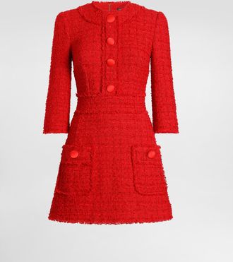 Dolce & Gabbana Kurzes Kleid Aus Rachel-tweed - Frau Kleider Rot 38