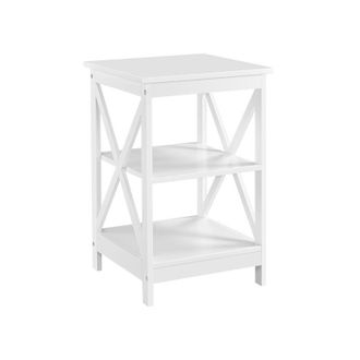 Yaheetech Table dAppoint Blanche Bout de Canap&eacute; en Bois Table de Chevet 40 x 40 x 61 cm pour Salon Chambre, avec 3 Etag&egrave;res, Pied en x, Style Rural El&eacute;gant