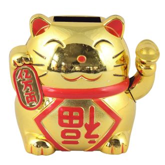 Freak Scene Gl&uuml;ckskatze - Maneki-Neko - Winkekatze Solar - 9,5 cm - Gold