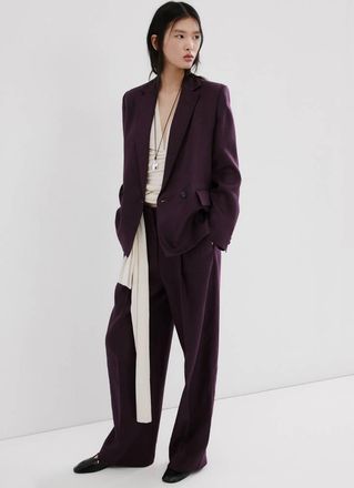 Mango Blazer costume lin violet - Femme - XXS - MANGO