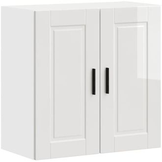 vidaXL Vidaxl - Armoire murale de cuisine Porto blanc brillant bois ing&eacute;nierie
