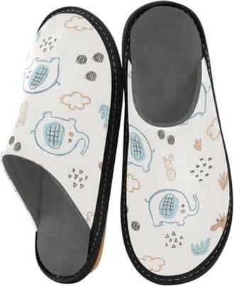 HMZXZ Chaussons dint&eacute;rieur avec motifs &eacute;l&eacute;phants et girafes pour homme et femme, multicolore, 37.5/38 EU