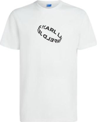 Karl Lagerfeld Homme T-Shirt Slim À Manches Courtes avec Logo Anneau Coupe Slim, Blanc, L