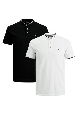 Jack & Jones Poloshirt 2er Pack Paulos Mao (Spar-Set, 2-tlg) Poloshirt - Baumwolle - Atmungsaktiv - Mit Knopfleiste