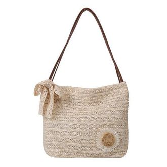 Generic Sac &agrave; bandouli&egrave;re en paille tiss&eacute;e de grande capacit&eacute; pour femme pour un usage quotidien, le shopping, les voyages, le travail, l&eacute;cole, caf&eacute;, 400.00x2