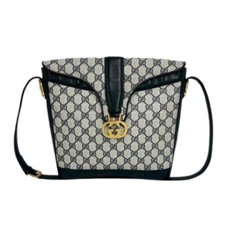 Gucci Pre-owned Leder Canvas Umh&auml;ngetasche - - Pre-owned - Damen - Blau - ONE SIZE