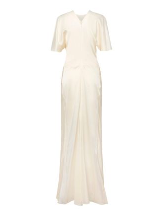 Victoria Beckham Womens Dress Isabella Long Ivory Acetate