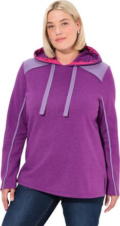 Ulla Popken Damen gro&szlig;e Gr&ouml;&szlig;en &Uuml;bergr&ouml;&szlig;en Plus Size Hoodie, Waffelpikee, A-Linie, Kapuze, Langarm Dunkles violett 50+ 832568835-50+