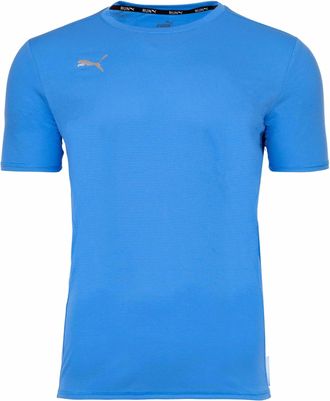 Puma Herren T-Shirt - Finisher Tee, Funktionsshirt, dryCELL, Rundhals, Kurzarm, Uni Blau 3XL