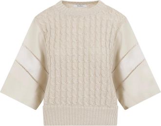 Max Mara Femme, Pulls, Beige, Taille: 40 FR Scatola Cable Linen Sweater