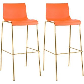 Clp Lot de 2 tabourets de bar Hover, plastique, pi&egrave;tement 4 pieds, dor&eacute; Orange