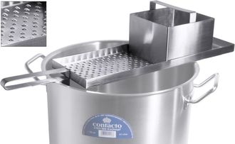 Contacto Gastronomie Sp&auml;tzlehobel f&uuml;r lange Sp&auml;tzle mit Topfhalterung Edelstahl 18/10 f&uuml;r T&ouml;pfe von &Oslash;36-45 cm, Sp&auml;tzlepresse mit Ruhebreich