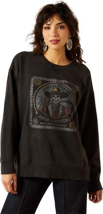 Ariat Womens Sendero When Life Gives You Agaves Oversize Sweatshirt Long Sleeve in Black Mineral Wash, by Ariat