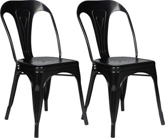 IDMarket Idmarket - Lot de 2 chaises leny métal noir mat empilable aspect brut factory