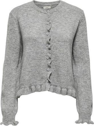 Jacqueline de Yong JdY Letty L/S on Frill Cardigan KNT Noos, Gris Clair chin&eacute;, XL