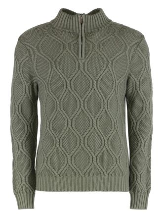 Moorer pull textur&eacute; &agrave; col zipp&eacute; - Vert