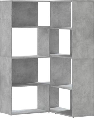 vidaXL Vidaxl - Eck-B&uuml;cherregal 4 B&ouml;den Betongrau 85x85x140 cm Holzwerkstoff