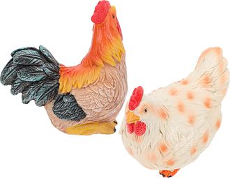 Angoily 2st Hahn Henne Ornament Kunst-huhn-skulptur Osterhahn Figur Miniatur-huhn-mini-geschnitzte Verzierung Hahn-statue- Lebensechter Hahn Hühnerei-figuren 